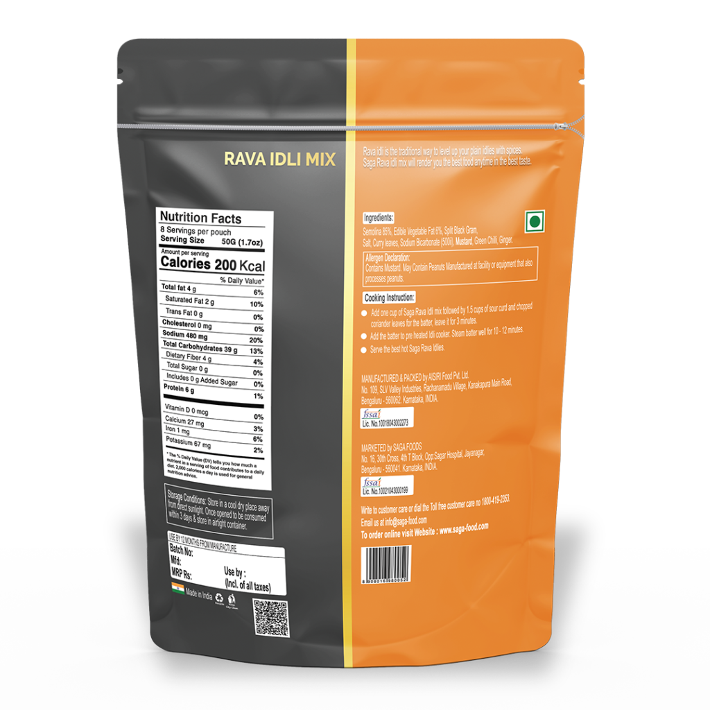 Buy Instant Rava Idly Mix Online | Instant Breakfast Mix | Saga Foods